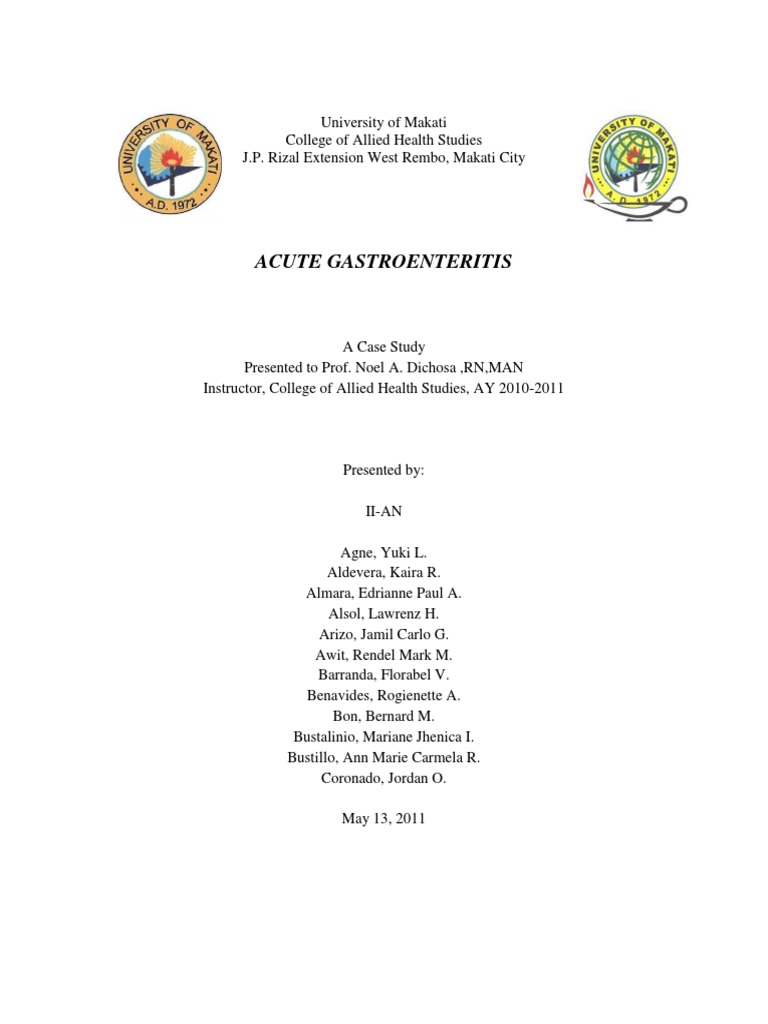 A Case Study of Acute Gastroenteritis | PDF | Small Intestine | Stomach