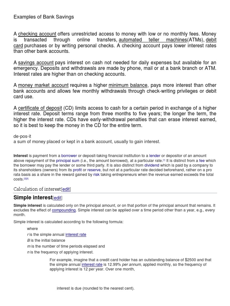 Types of Bank Savings Accounts Explained | PDF | Compound Interest ...