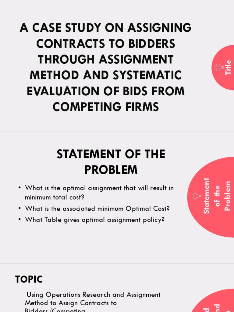 A Case Study On Assigning Contracts To Bidders Through Assignment ...