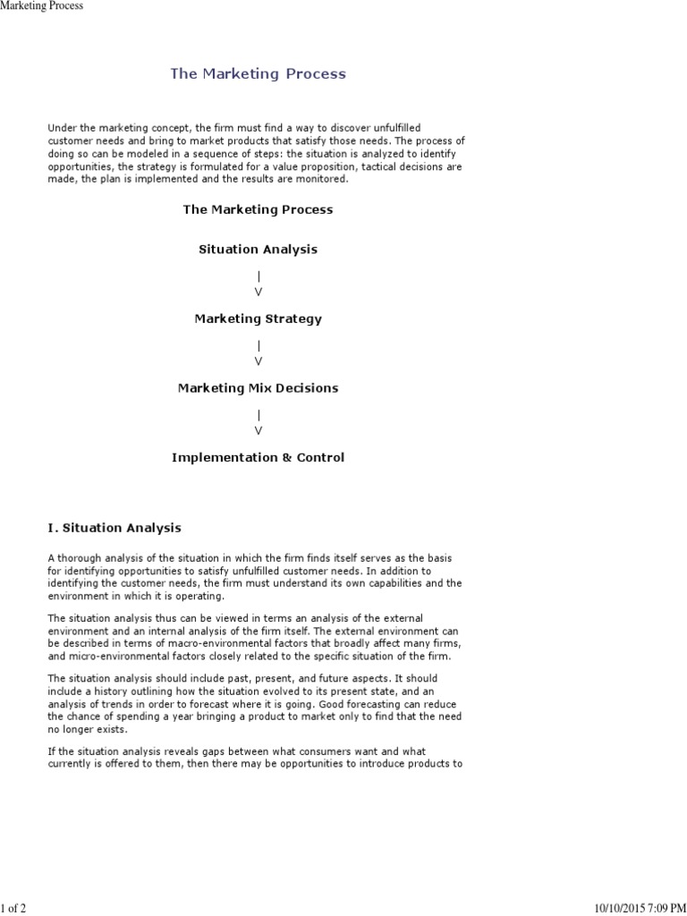The Marketing Process Situation Analysis | PDF | Marketing Strategy ...