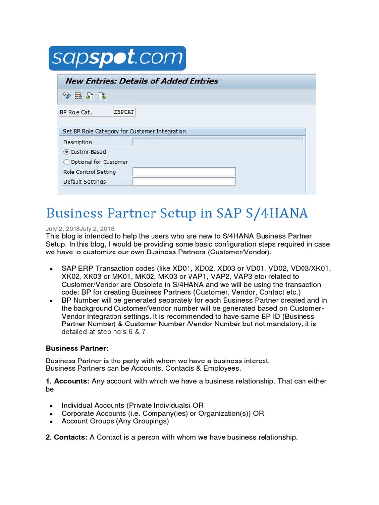 A Comprehensive Guide to Setting Up Business Partners in SAP S/4HANA ...