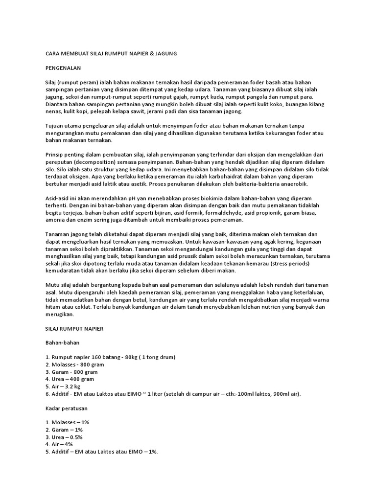 Cara Membuat Silaj Rumput Napier | PDF