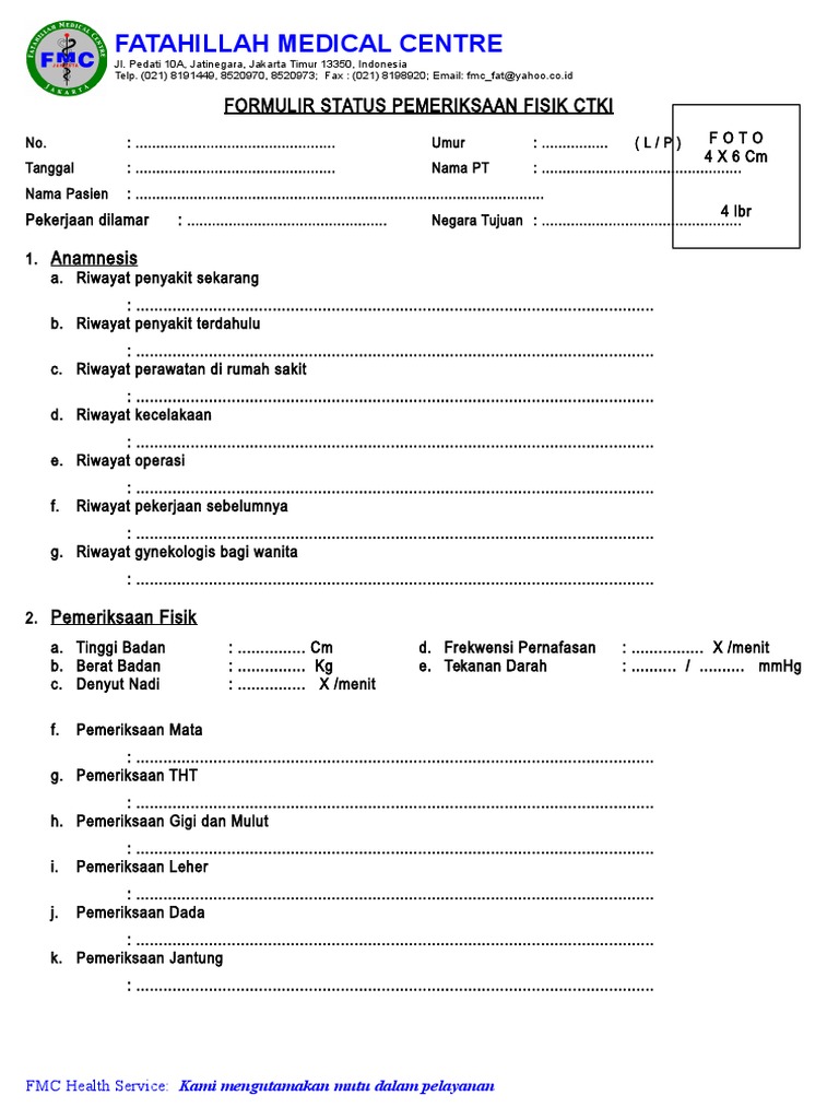 Form Pemeriksaan Fisik Ctki | PDF | Hukum | Sains & Matematika