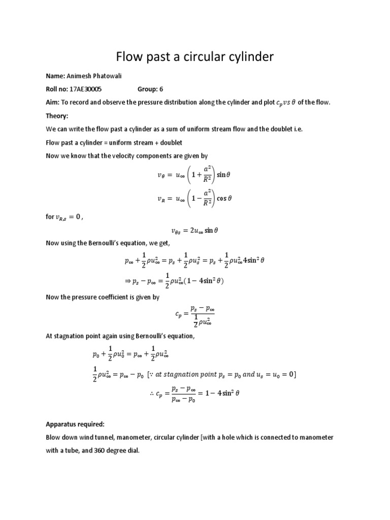 Flow Past A Circular Cylinder | PDF | Fluid Dynamics | Dynamics (Mechanics)