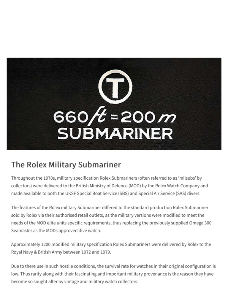The Rolex 5517 Military Submariner - Rare Vintage Watches | PDF