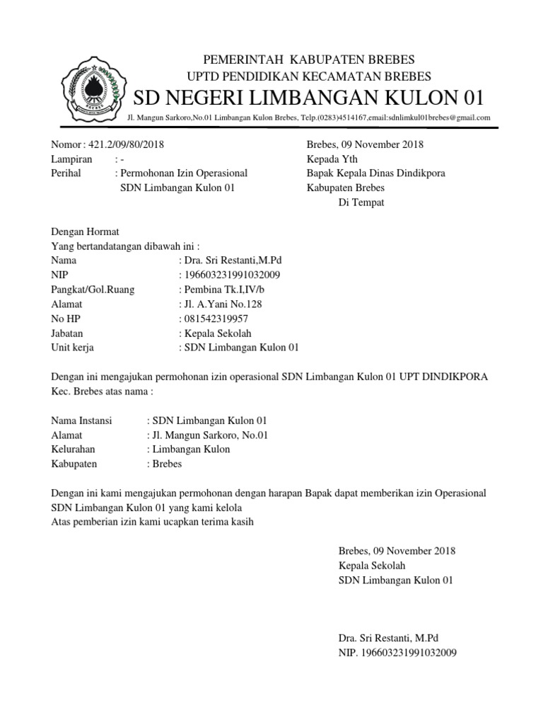 Surat Permohonan Izin Operasional | PDF