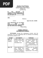 Sample Formal Offer of Evidence | PDF | Prosecutor | Common Law