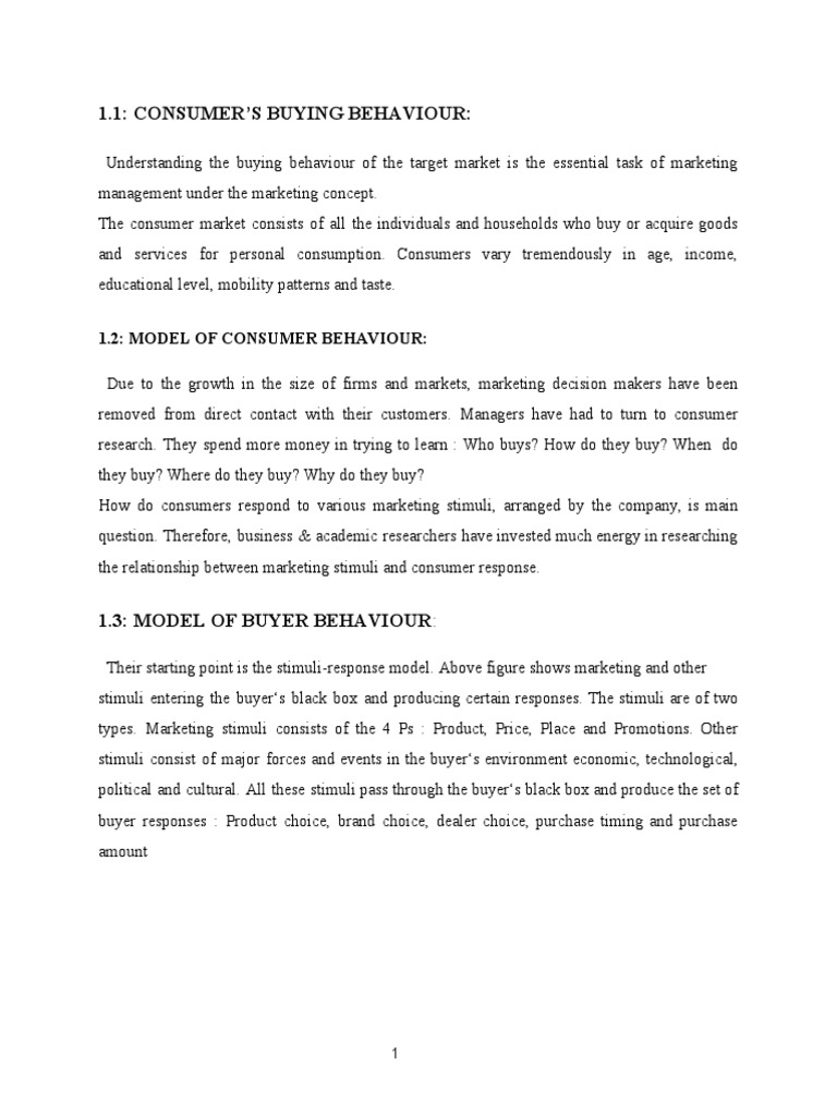1.1: Consumer'S Buying Behaviour | PDF | Sampling (Statistics) | Business