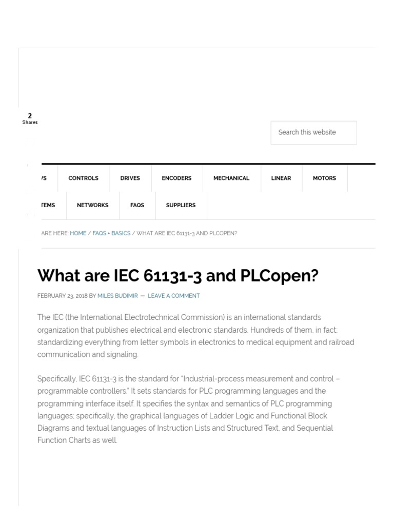 What Are IEC 61131-3 and PLCopen | PDF | Programmable Logic Controller ...
