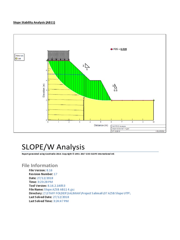 SLOPE/W Analysis: File Information | Continuum Mechanics | Physics ...