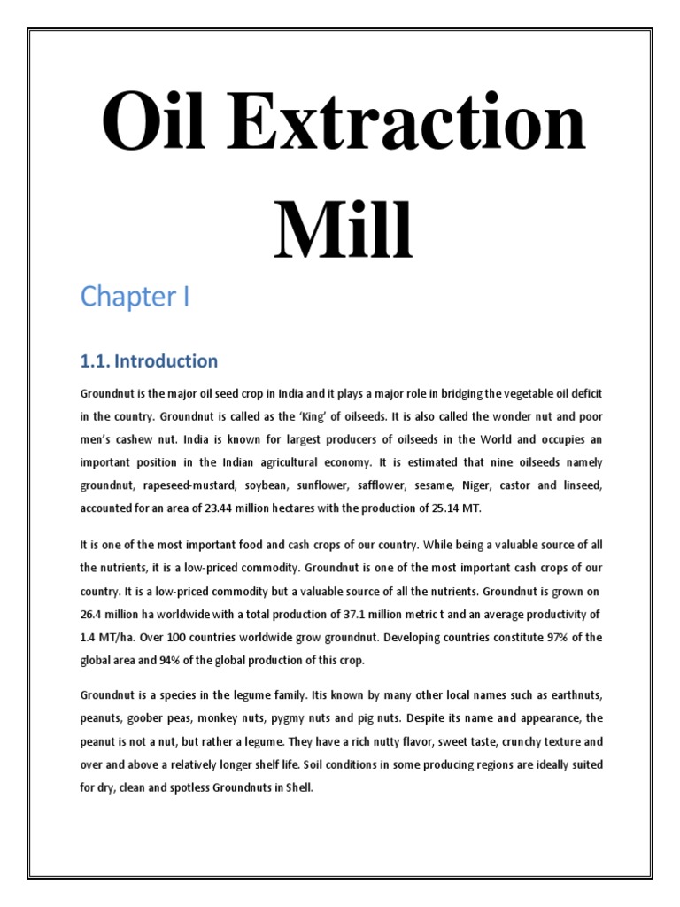 Oil Extraction | PDF | Peanuts | Vegetable Oil