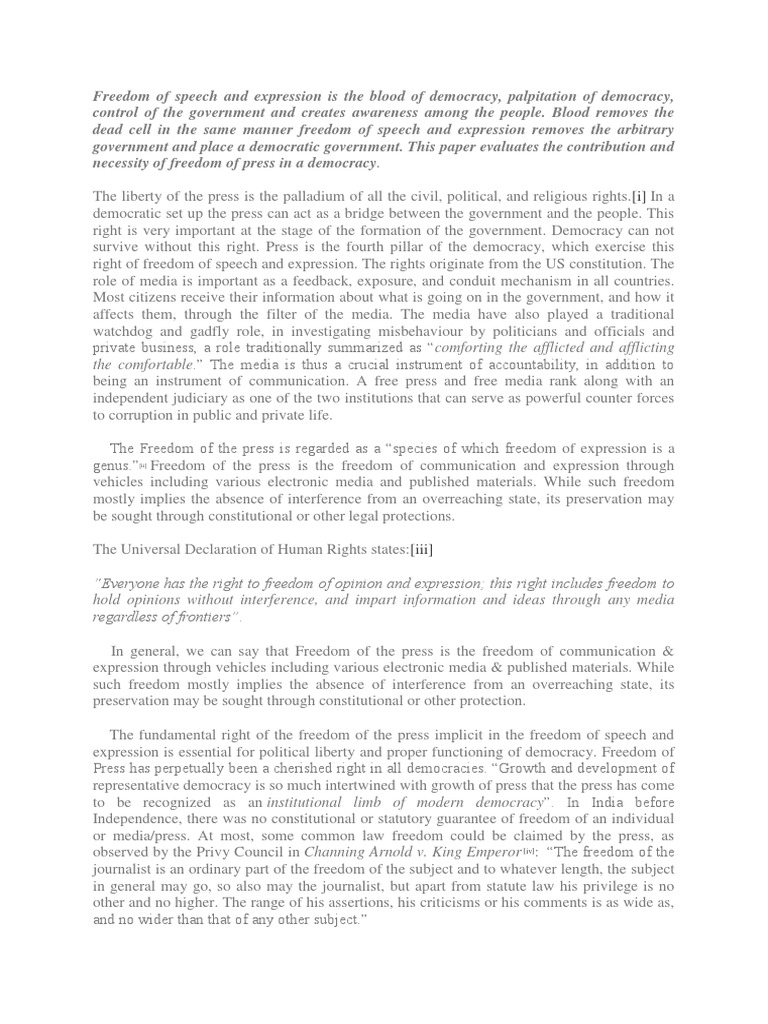 Media As A Watchdog and Fourth Pillar of Democracy-Freedom of Press ...