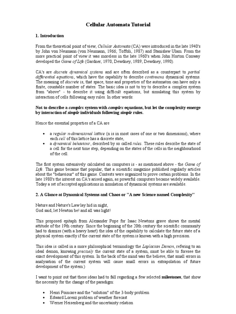Cellular Automata Tutorial | PDF