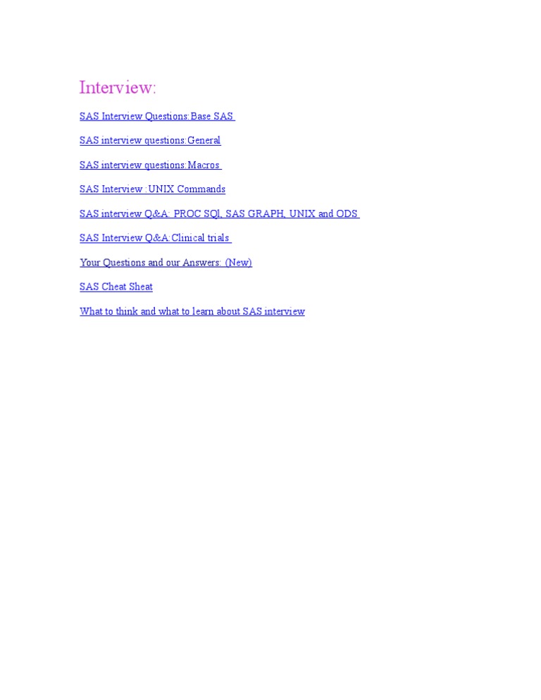 SAS Interview Questions and Answers | PDF