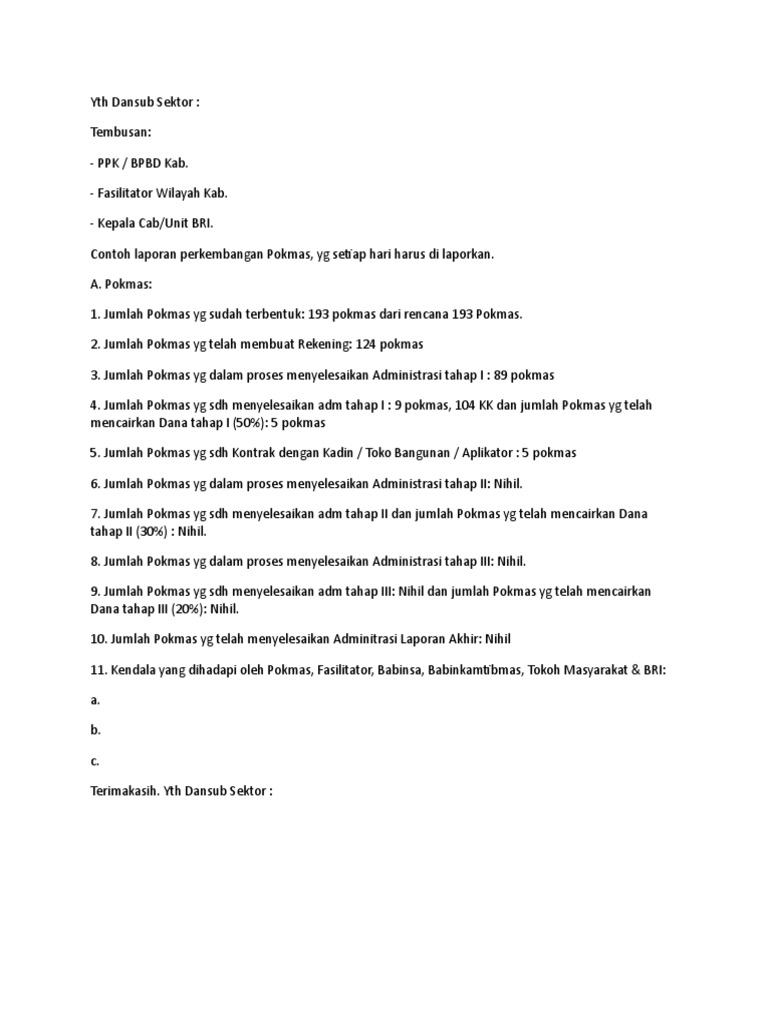Contoh Laporan Pokmas | PDF