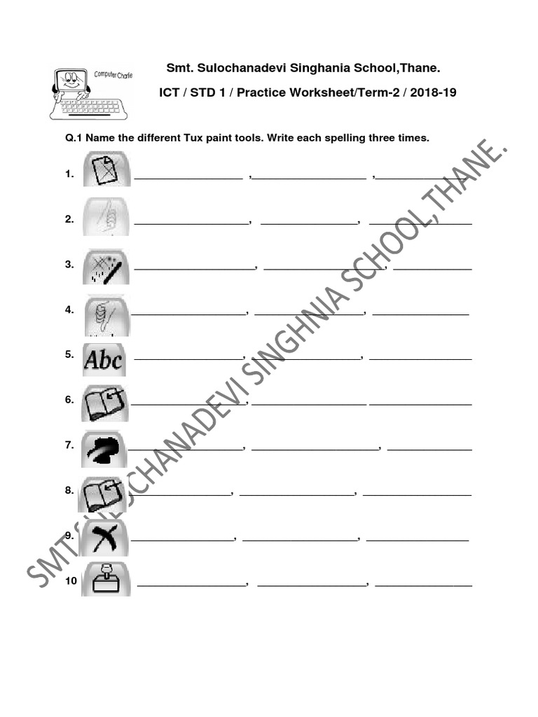 Smt. Sulochanadevi Singhania School, Thane. ICT / STD 1 / Practice ...