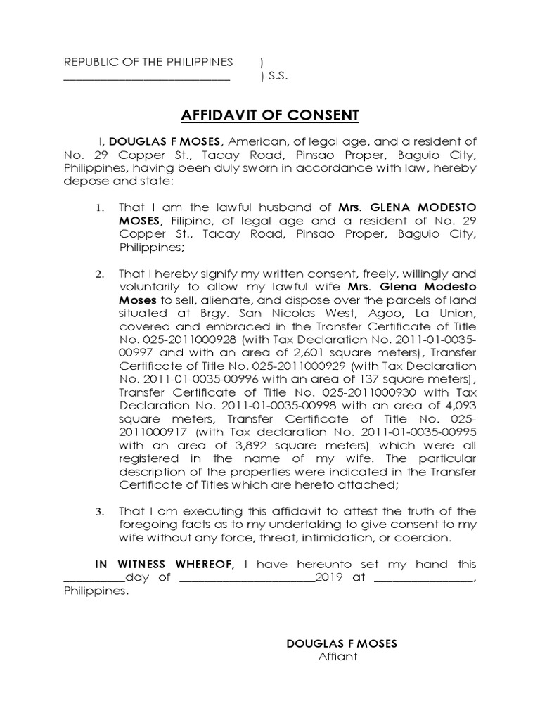 Affidavit of Consent | PDF