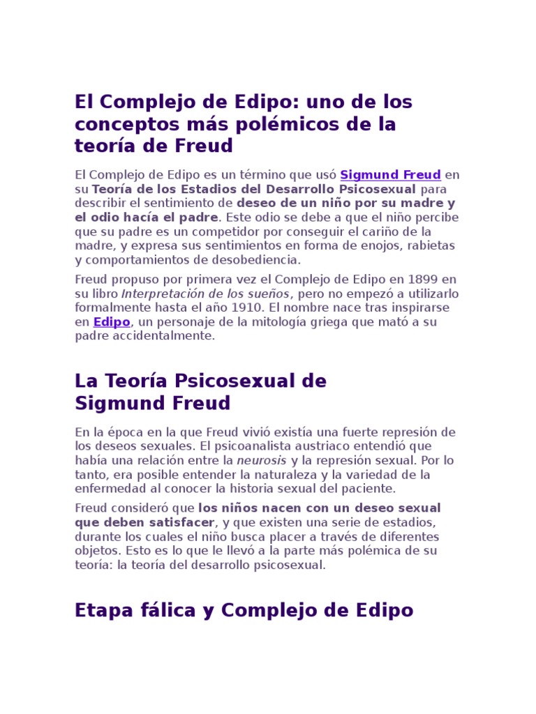 El Complejo de Edipo | PDF | Complejo de Edipo | Sigmund Freud
