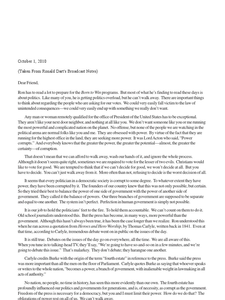 First of The Month Letter - October 2010 | PDF | Edmund Burke | Philosophy