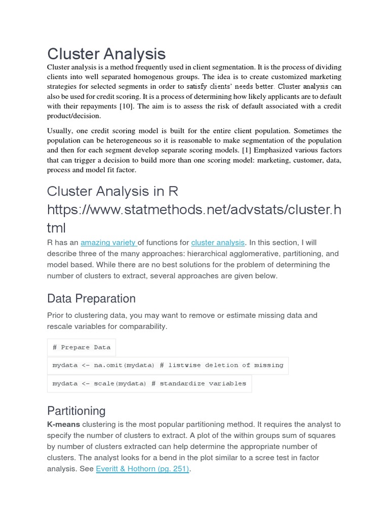 Cluster Analysis in R TML | PDF | Cluster Analysis | Market Segmentation