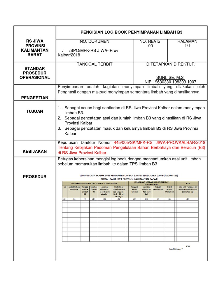 Sop Log Book Tps B3 | PDF