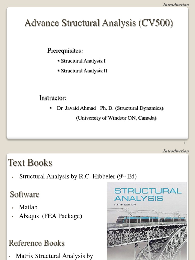 Advance Structural Analysis (CV500) : Prerequisites | PDF