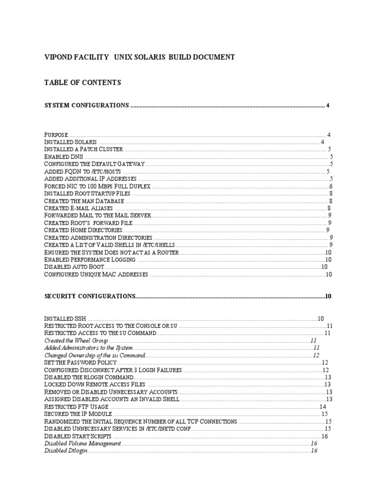 Unix Solaris Build Document | PDF | Superuser | Network Protocols