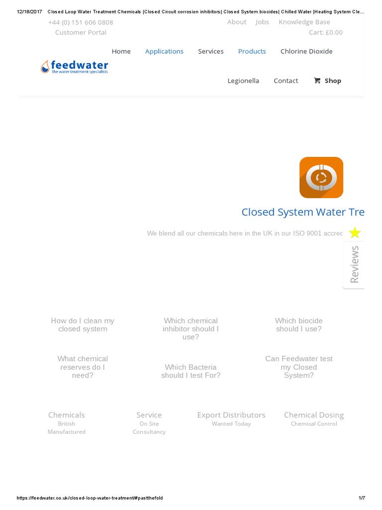 Closed Loop Water Treatment Solutions | PDF | Chemical Engineering ...