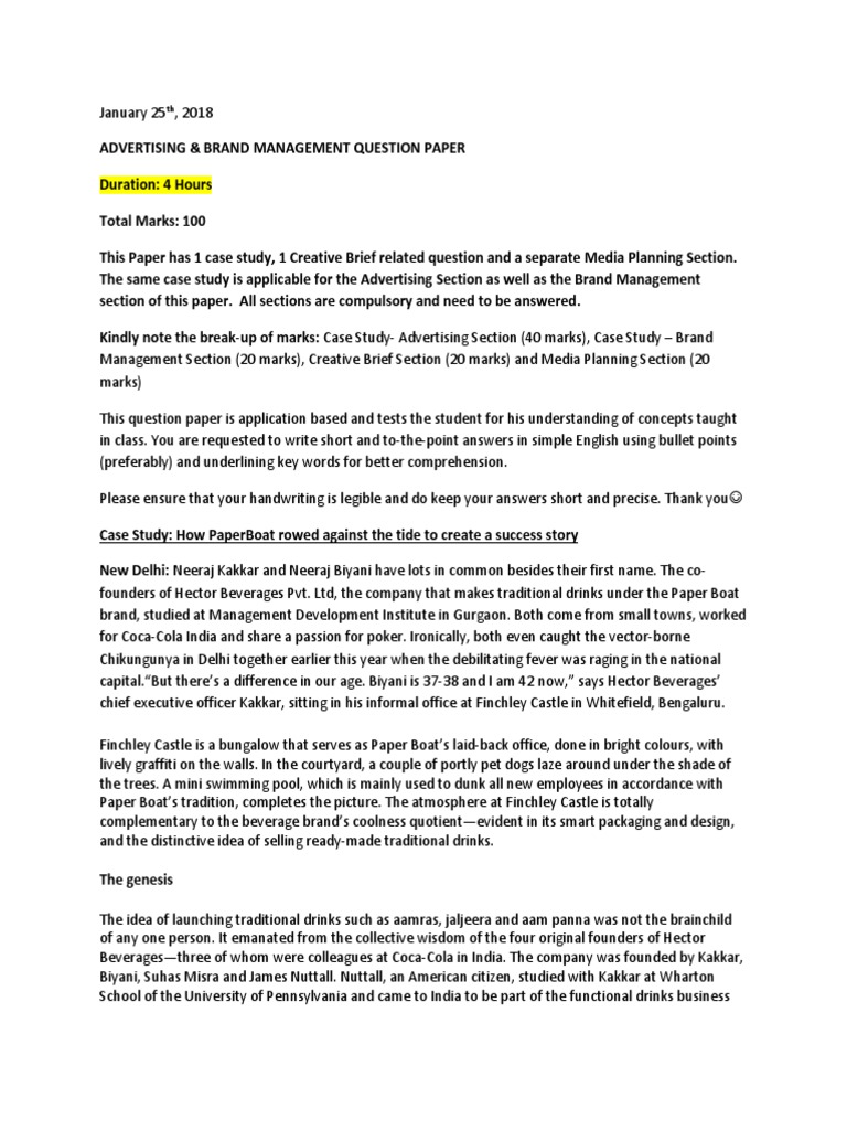 Paper Boat Case Study | PDF | Pricing | Brand