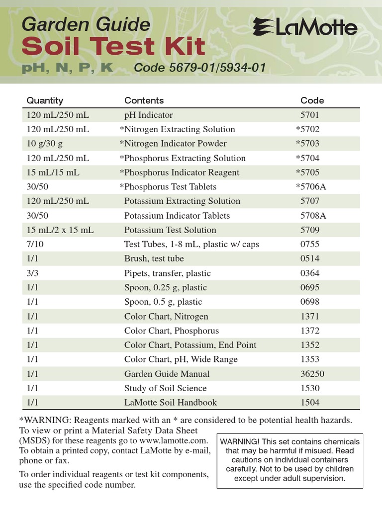 Garden Soil Test Kit - Lamotte | PDF | Phosphorus | Soil