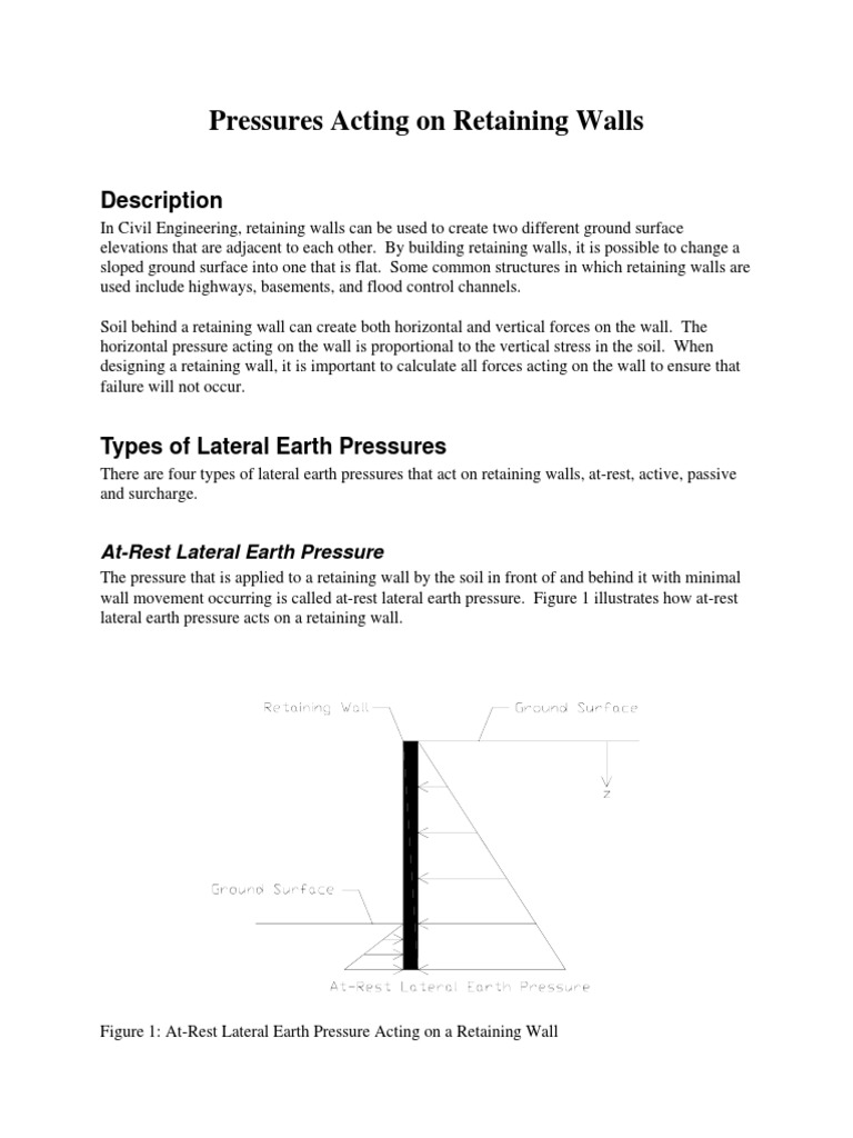 Pressures Acting On Retaining Walls | PDF | Soil | Geotechnical Engineering