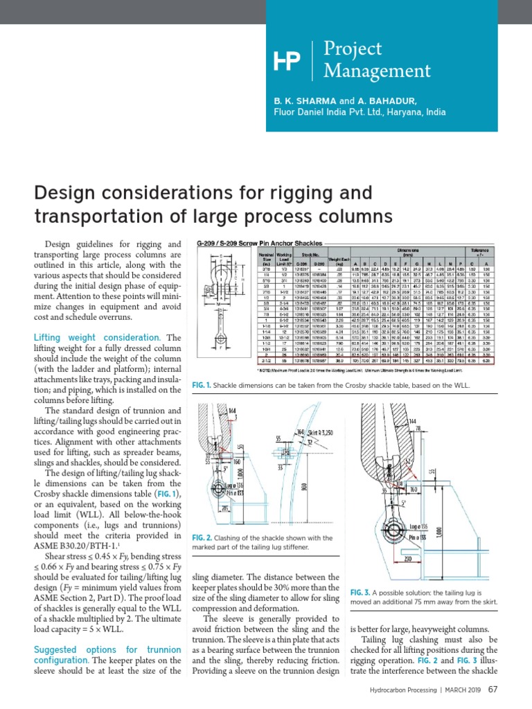 Rigging Design for Large Process Columns | PDF | Bending | Stress ...