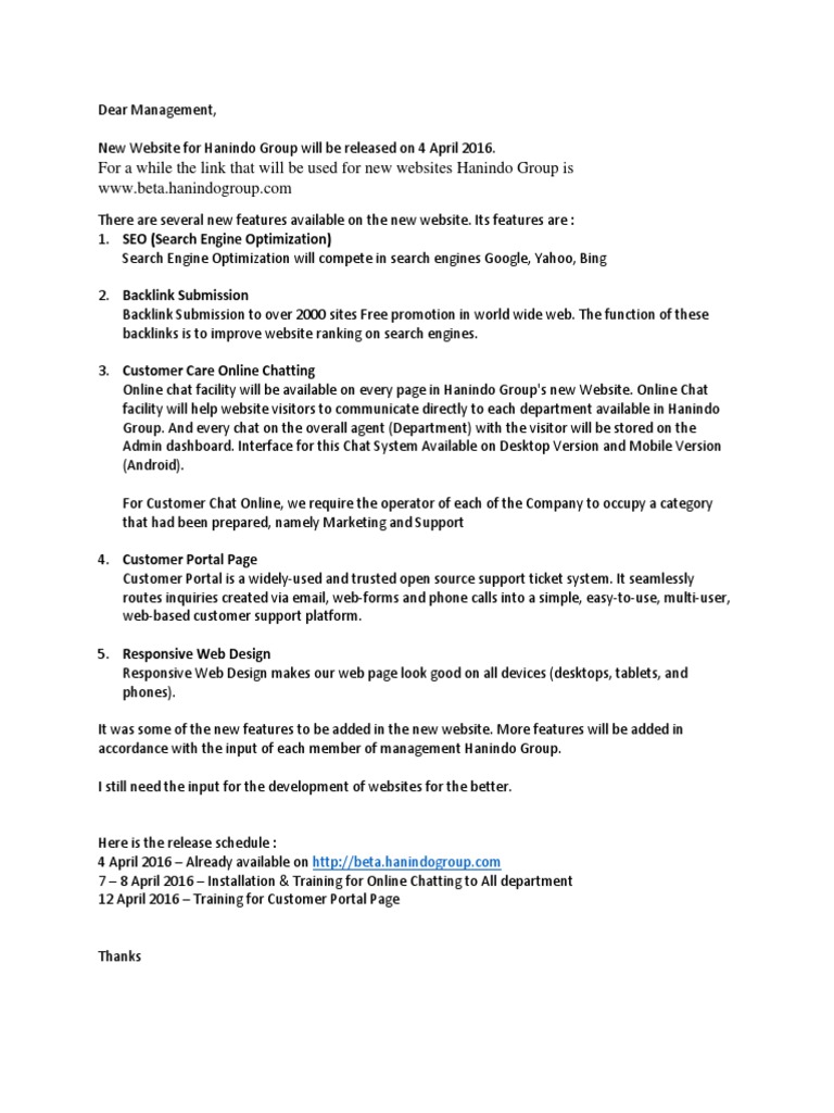 Dear Management | PDF