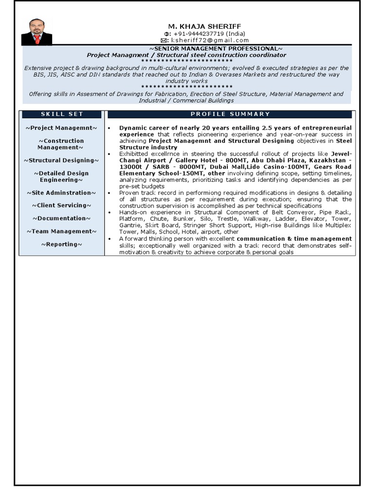 M. Khaja Sheriff: Project Managment / Structural Steel Construction ...