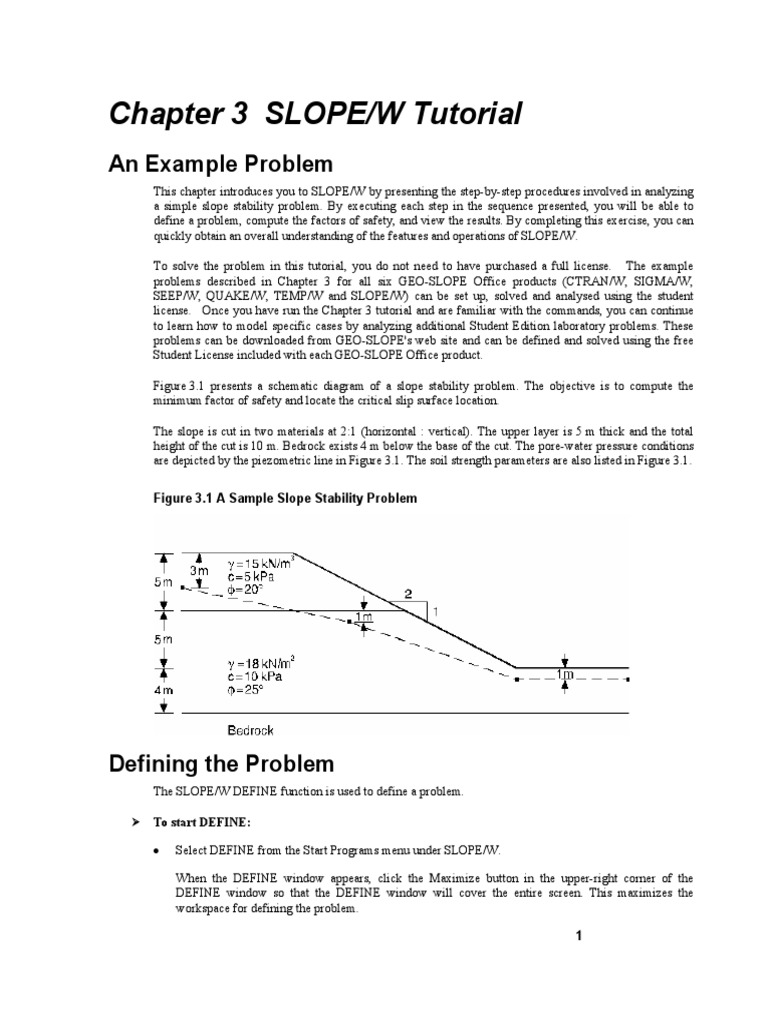 Chapter 3 SLOPE/W Tutorial: An Example Problem | PDF | Button ...
