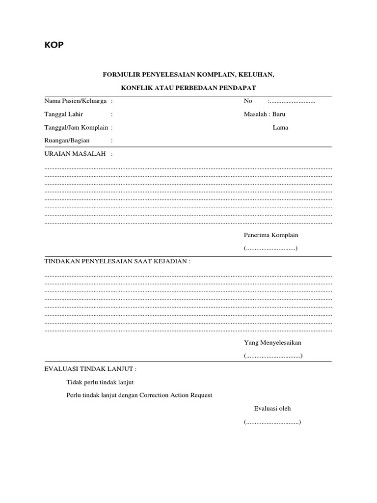 Form Penyelesaian Komplain | PDF