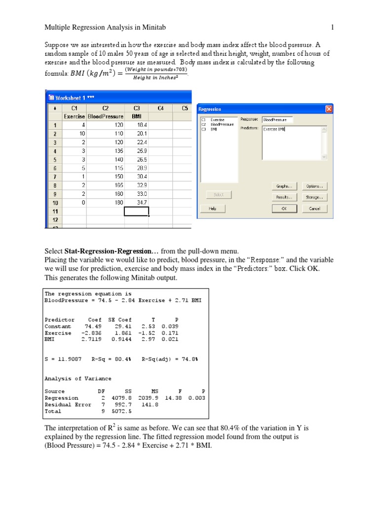 Minitab Multiple Regression Analysis PDF | PDF | Multicollinearity | Dependent And Independent ...