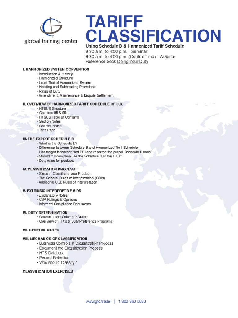Tariff Classification: Using Schedule B & Harmonized Tariff Schedule | PDF