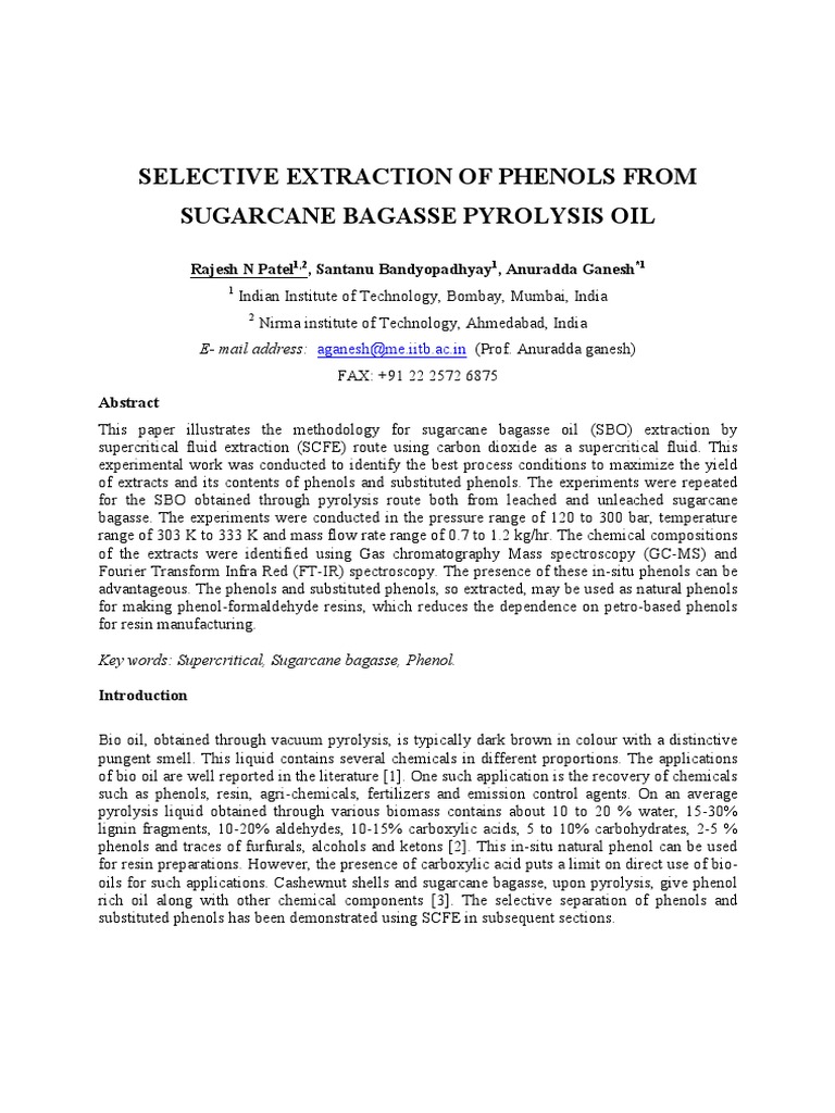 Phenol Extraction From Bagasses | PDF | Gas Chromatography | Gas ...