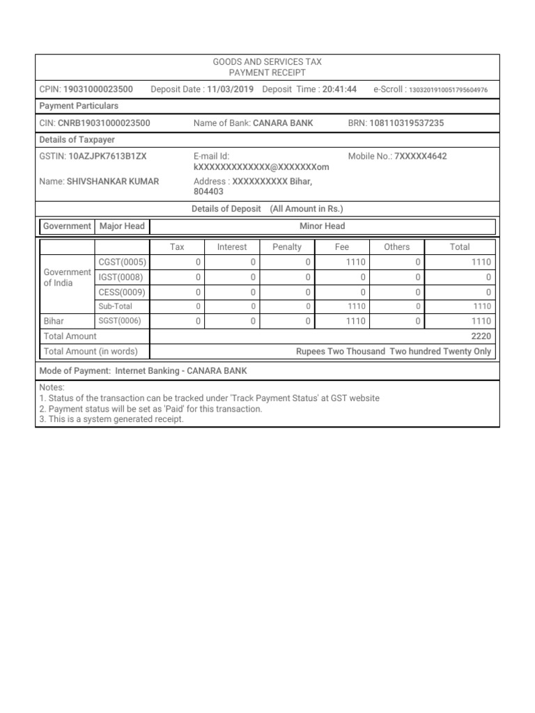 GST-Challan Receipt PDF | PDF