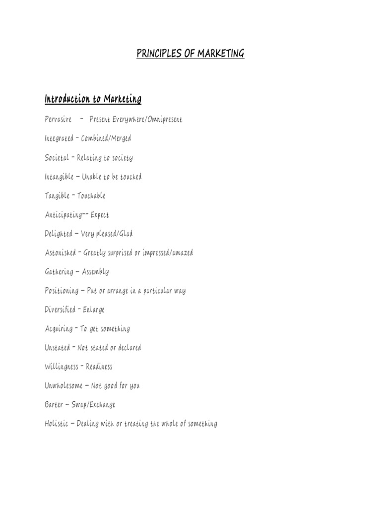 Principles of Marketing Glossary | PDF