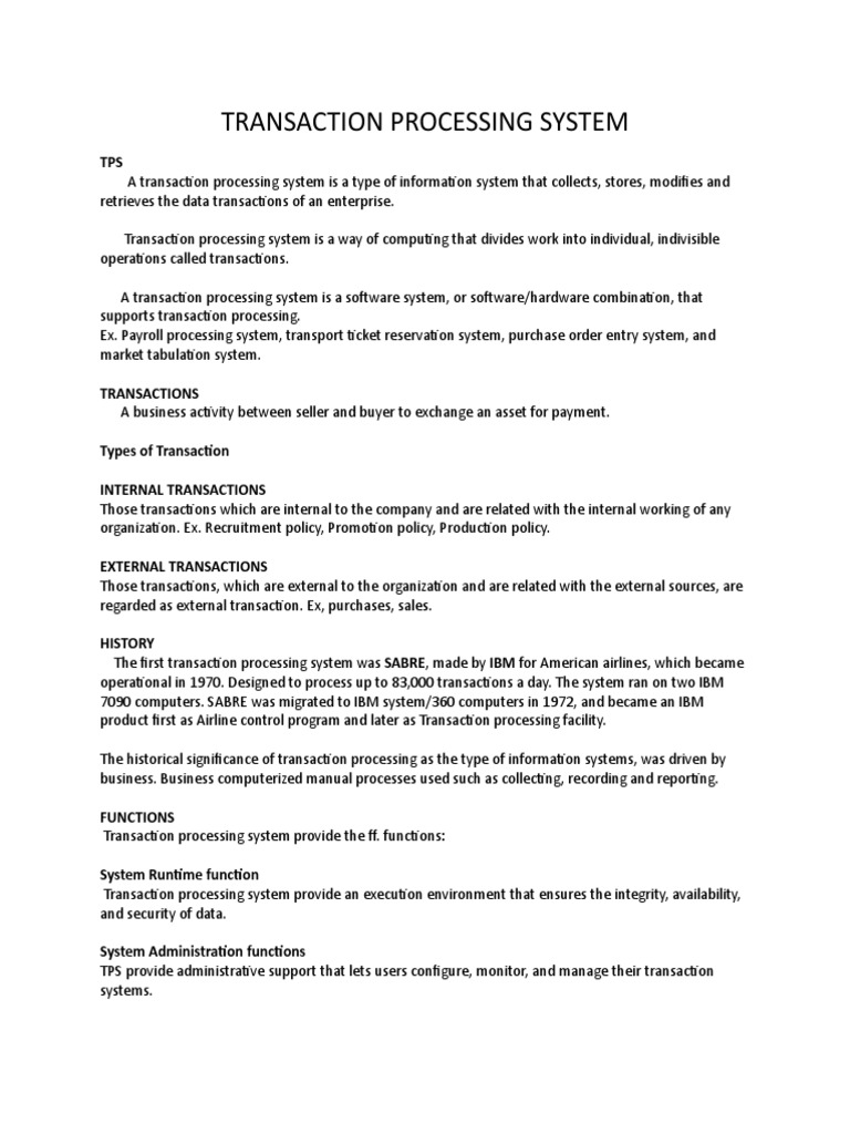 Transaction Processing System | PDF | Financial Transaction | Digital ...