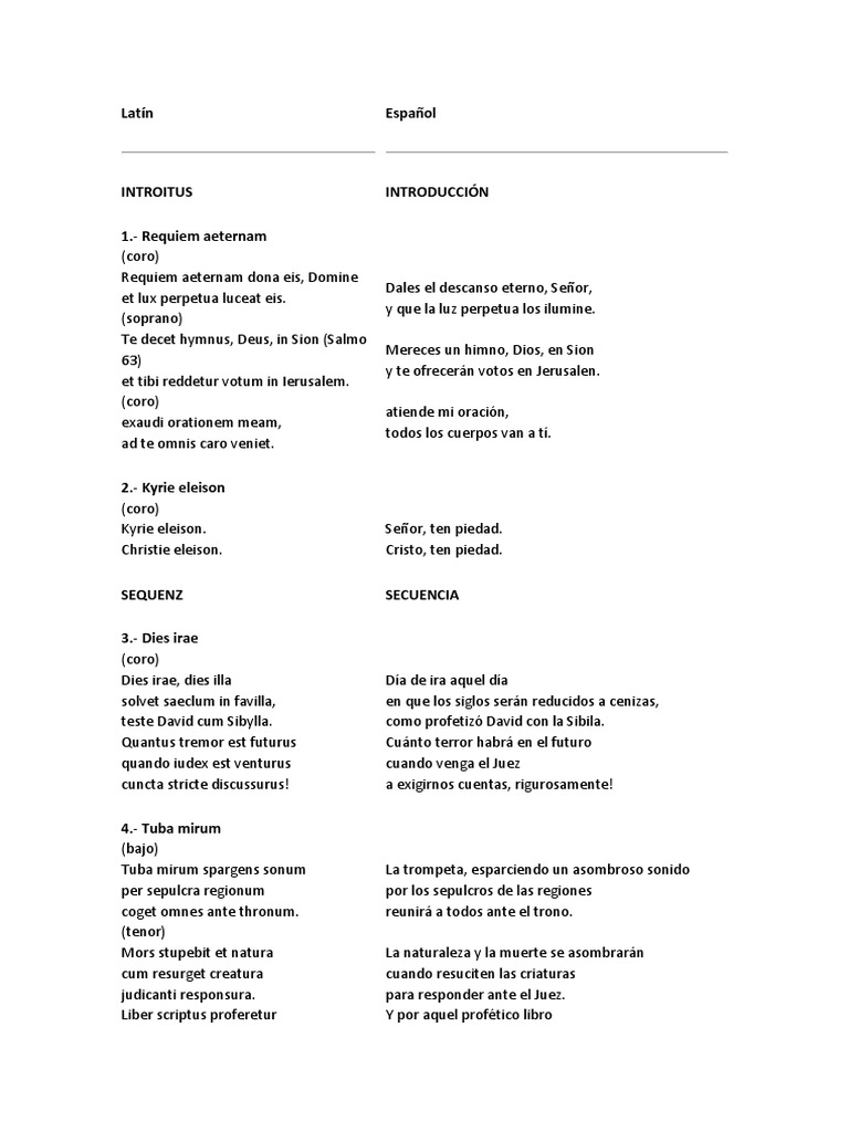 Letra Requiem | PDF | Cordero de Dios | Adoración Cristiana Y Liturgia