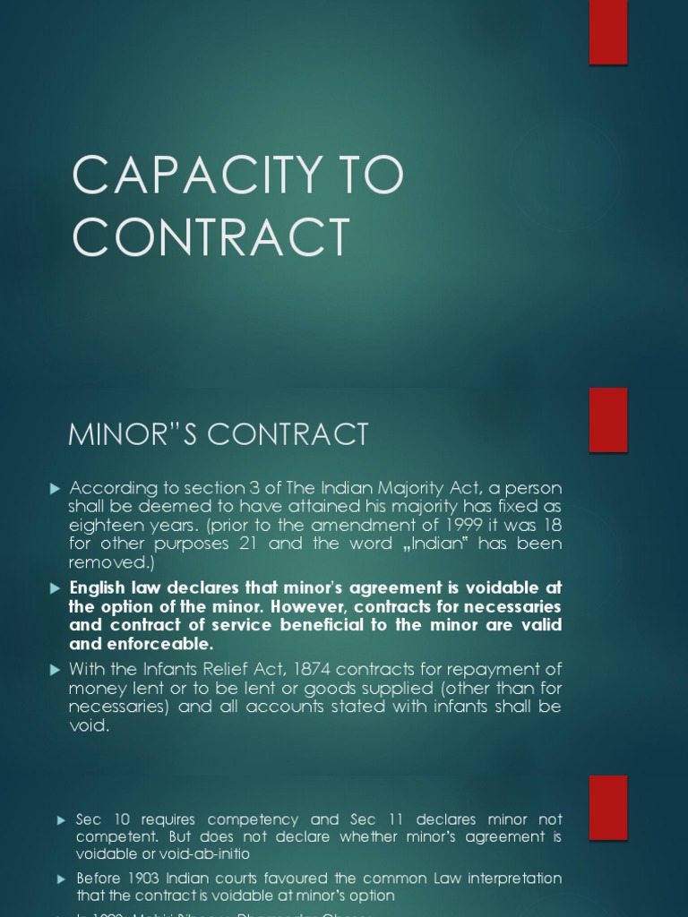 Capacity To Contract | PDF | Consideration | Business Law