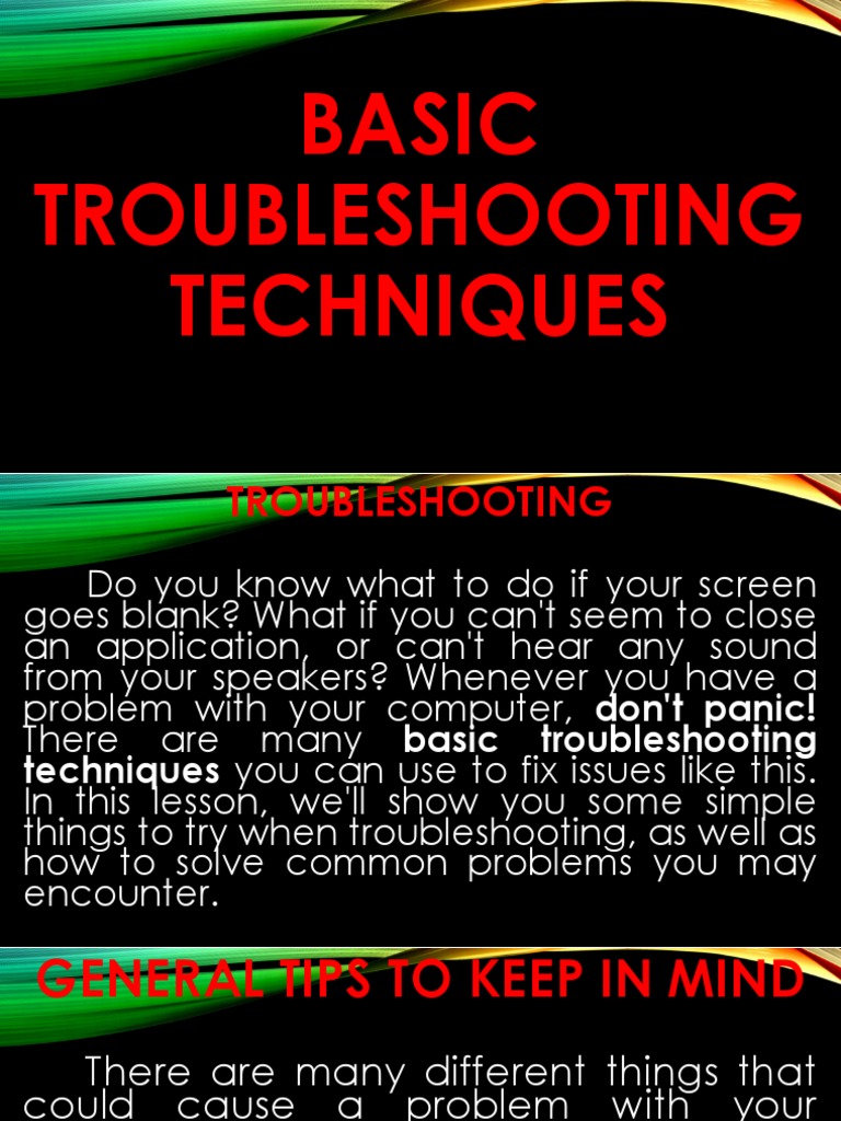 Basic Troubleshooting Technique | PDF | Troubleshooting | Computer Keyboard