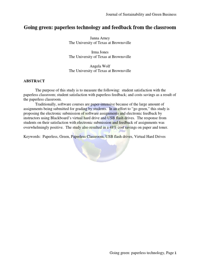 Going Paperless: A Study on Student Satisfaction and Cost Savings from ...