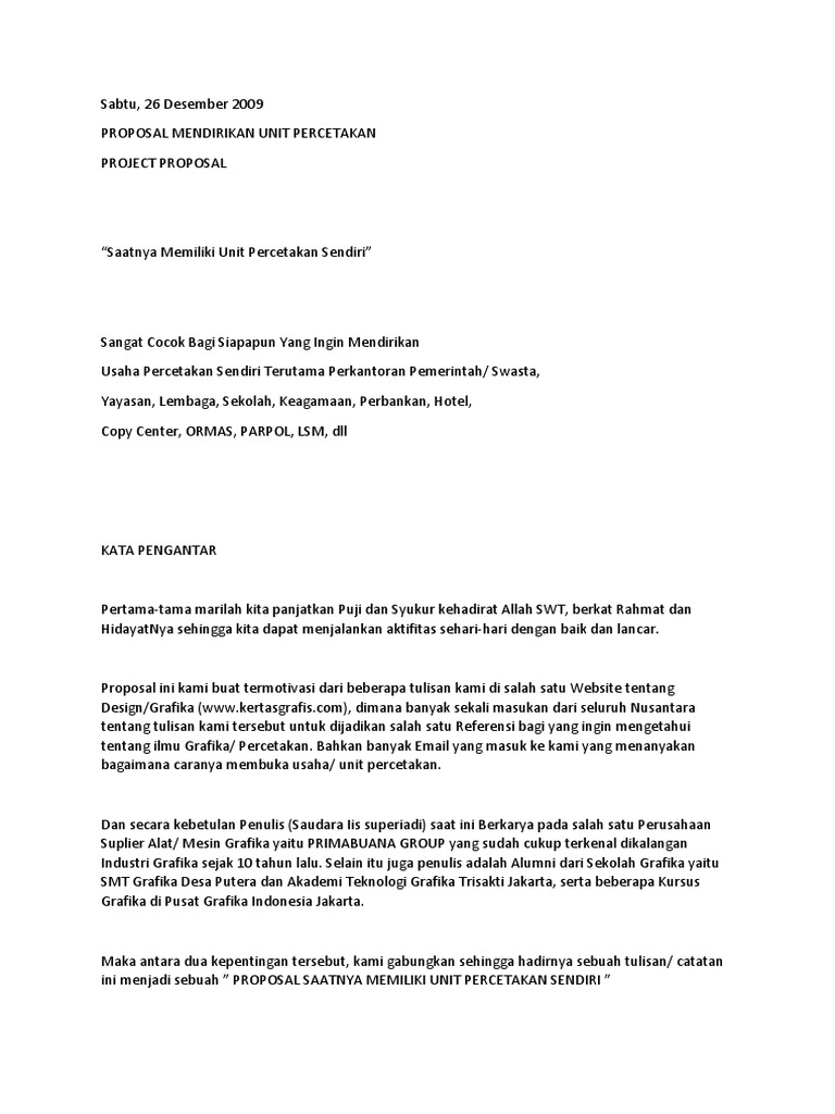 Proposal Mesin Cetak 2 | PDF