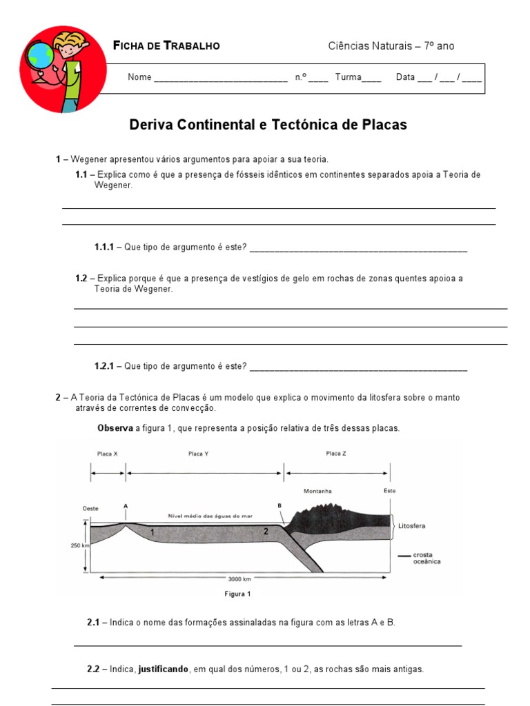 8763843 Ficha de Trabalho Tectonica de Placas | Placas Tectônicas ...