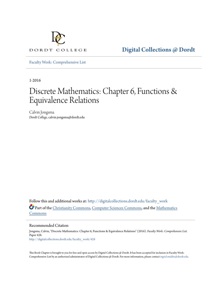 Discrete Mathematics - Chapter 6 Functions & Equivalence Relation PDF | PDF | Function ...