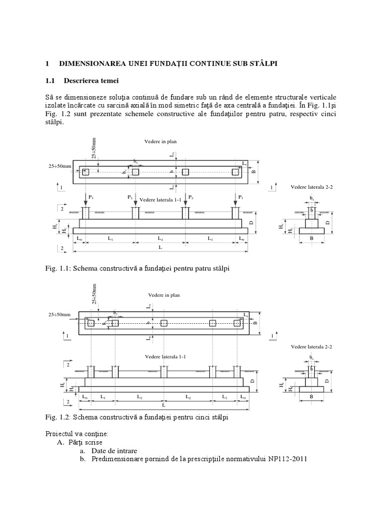Dimensionarea Unei Fundatii Continue Sub Stalpi | PDF